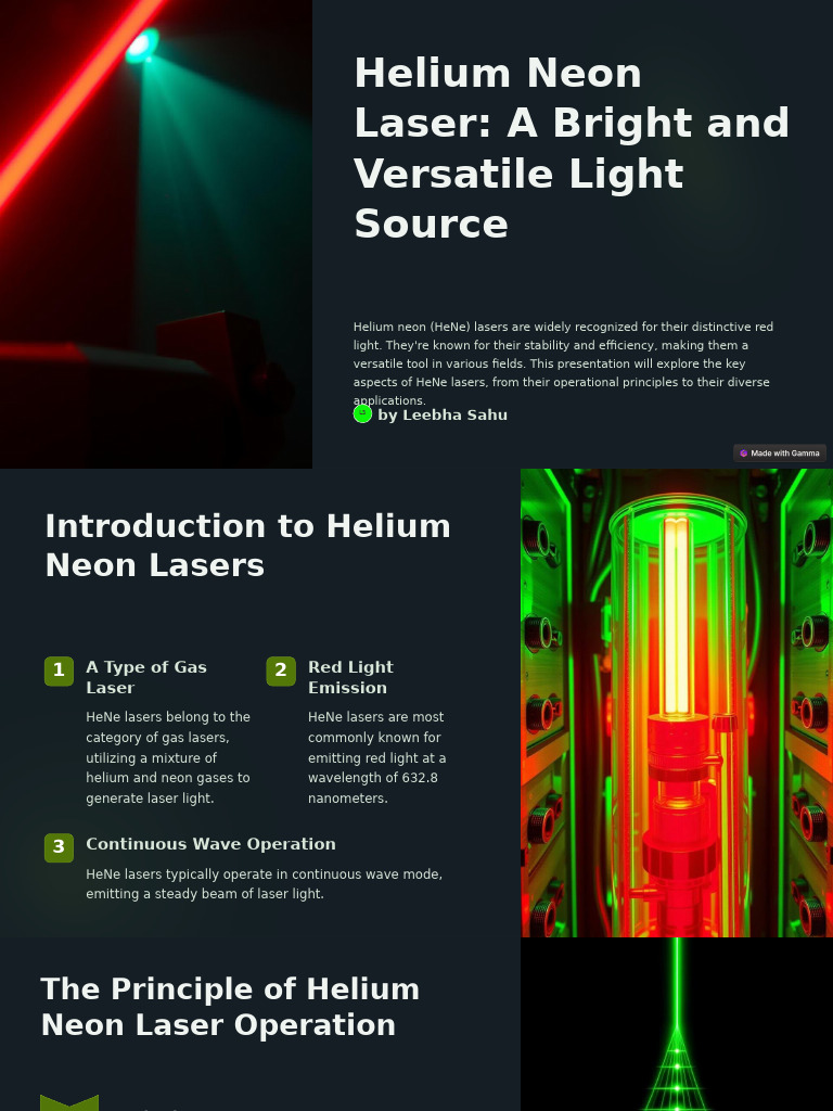 Helium Neon Laser Overview and Applications | PDF | Laser ...