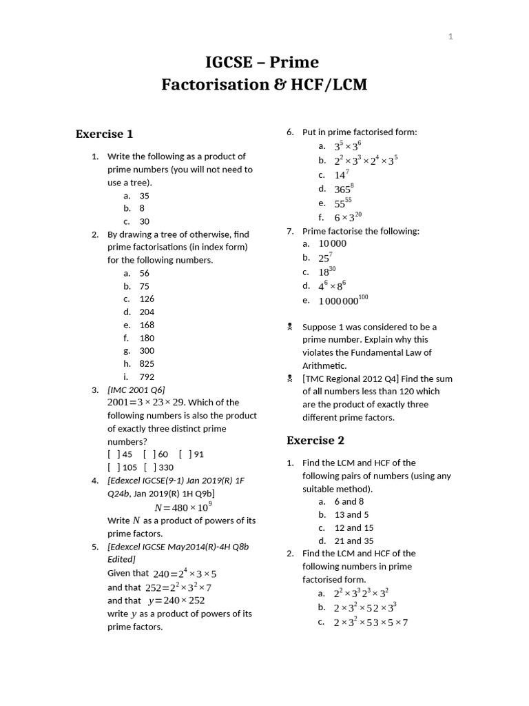 IGCSE Prime Factorization Guide | PDF | Arithmetic | Mathematics