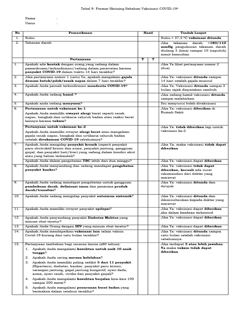 FORM SKRINING TERBARU | PDF