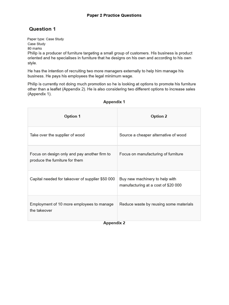 Paper 2 Practice Questions | PDF | Income Statement | Employment