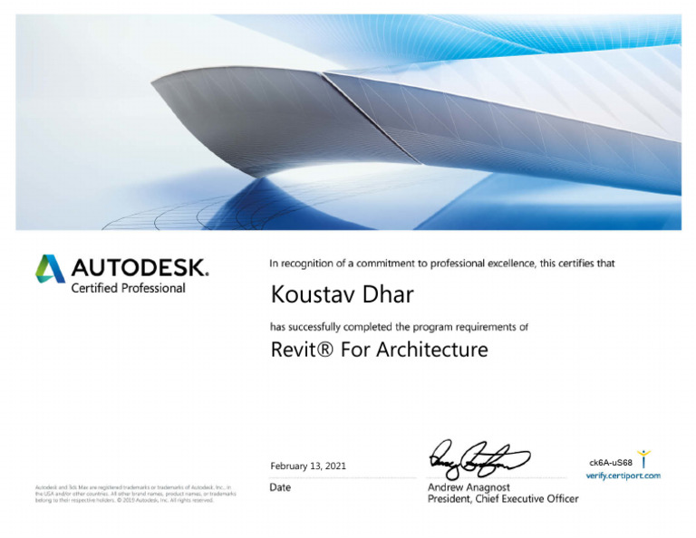 Autodesk Certified Professional - Koustav Dhar | PDF