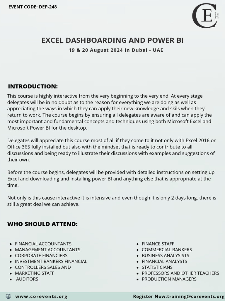 Excel Dashboarding _ Power Bi Master Class Dubai - UAE (1) | PDF ...