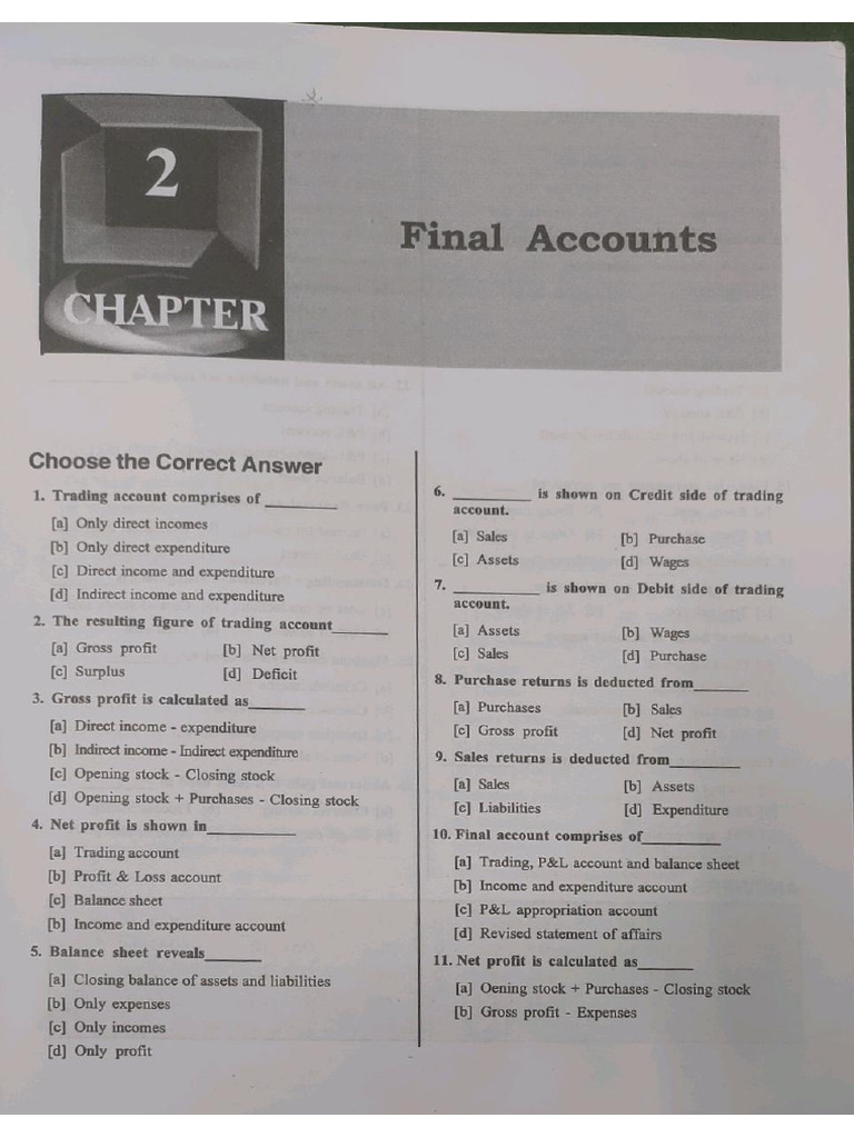 Financial Accounting 1 Marks | PDF