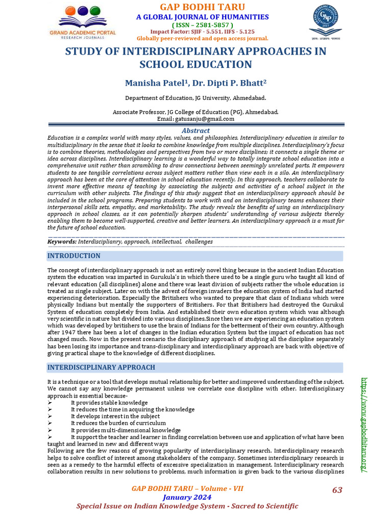 Interdisciplinary Approaches in Education | PDF | Interdisciplinarity ...