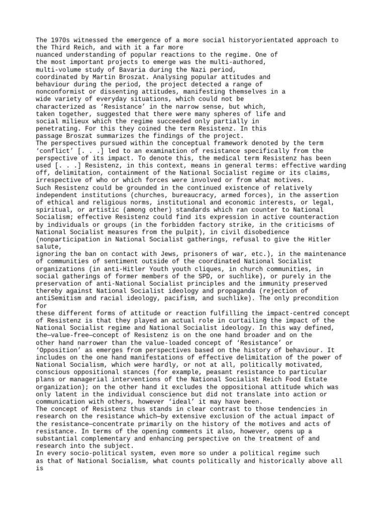 Understanding Resistenz in Nazi Germany | PDF | German Resistance To ...