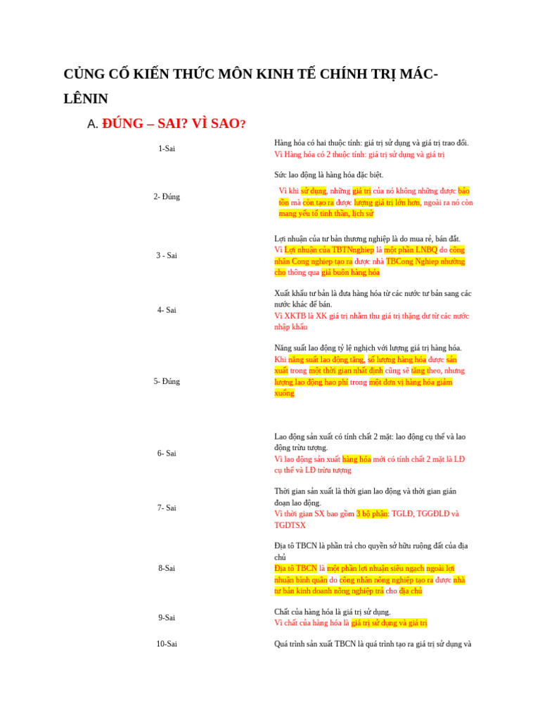 đúng sai ktct-2 | PDF