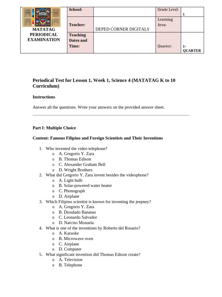 Pt-Week 1-Sciecne-Deped Corner Digitals | PDF | Thomas Edison