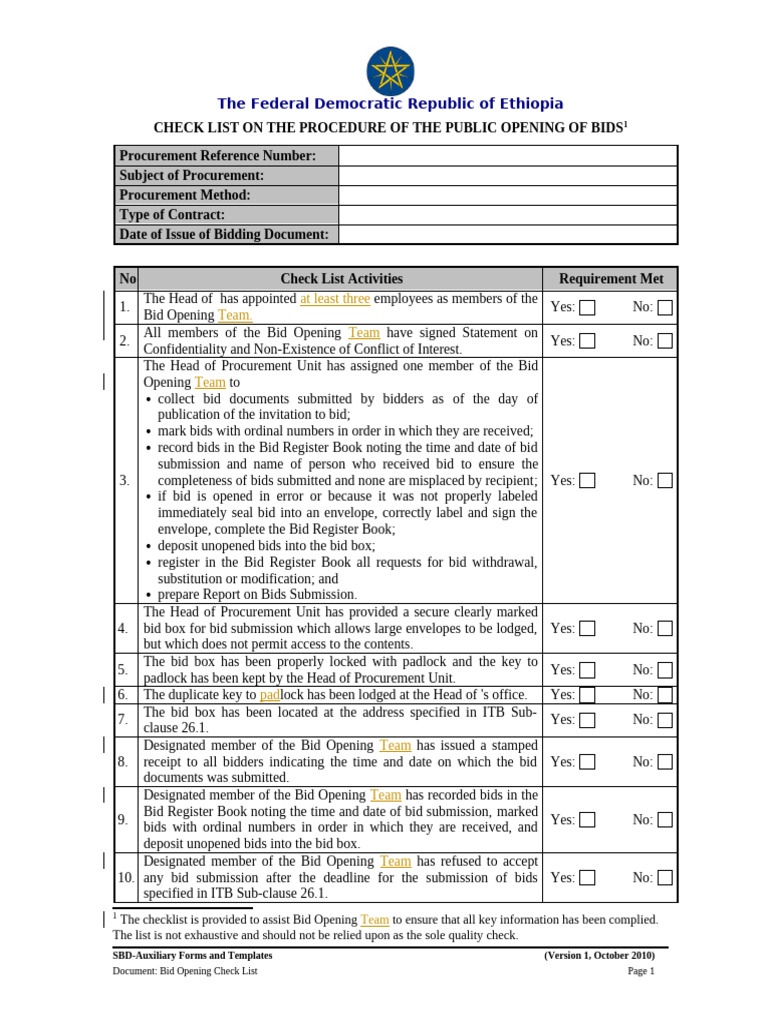 Bid Opening_Check List | PDF