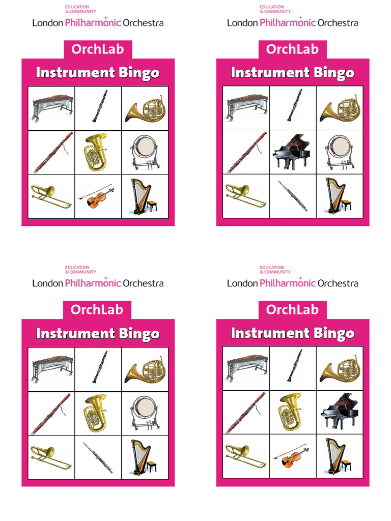 Instrument Bingo Game Guide | PDF | Musical Instruments | Woodwind ...