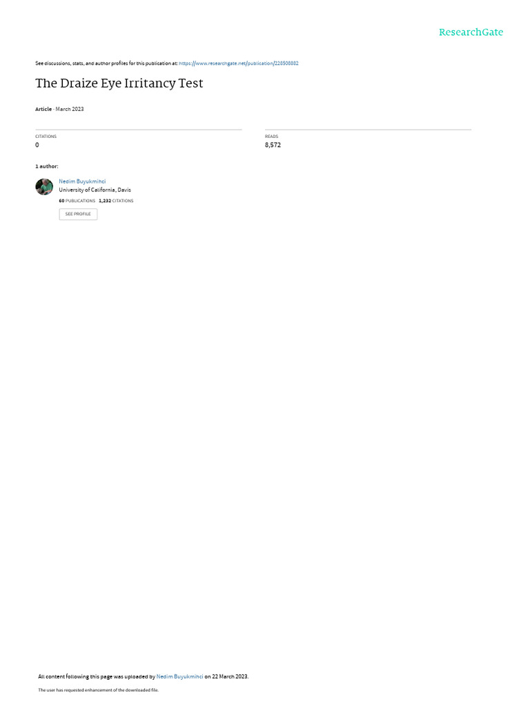 Draize Test | PDF | Toxicology | In Vitro