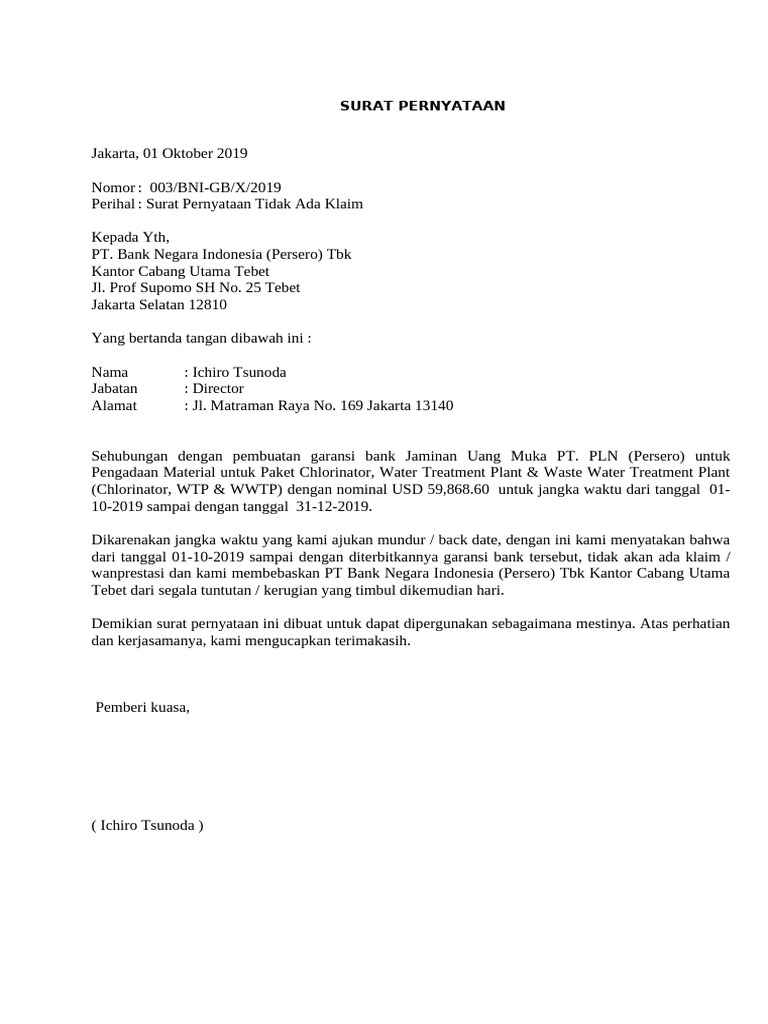 SURAT BACK DATE GB2 (3)jaminan uang muka Indramayu OM | PDF