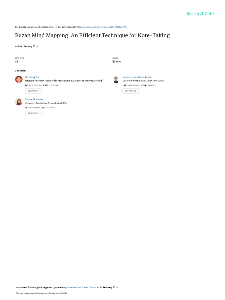 Buzan Mind Mapping An Efficient Technique For Note Taking | PDF ...