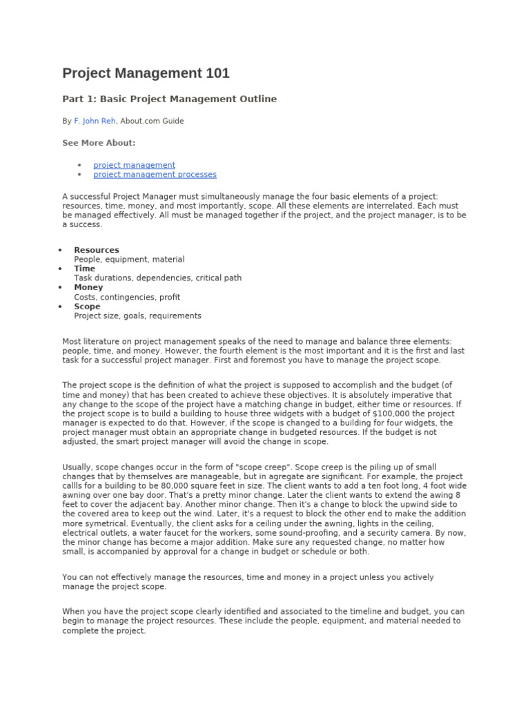 Project Management 101 | Pdf | Project Management
