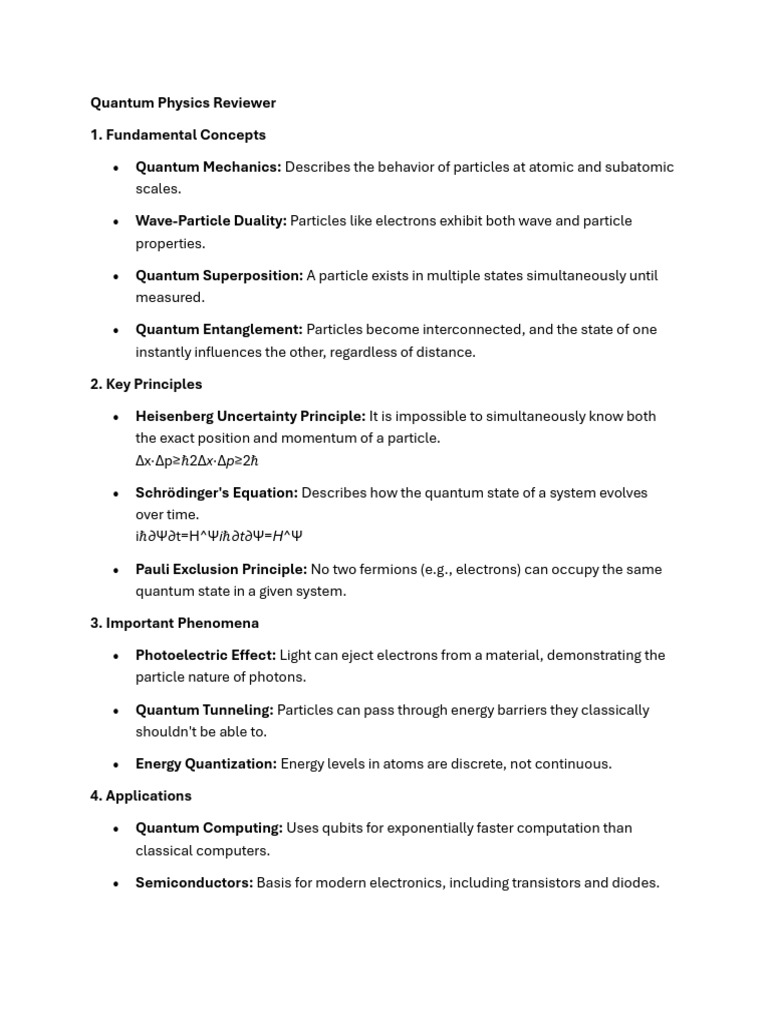 Quantum Physics Study Guide | PDF | Quantum Mechanics | Quantum ...