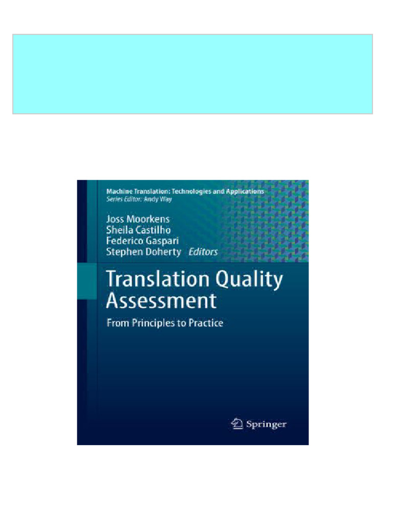 PDF Translation Quality Assessment Joss Moorkens download | PDF ...