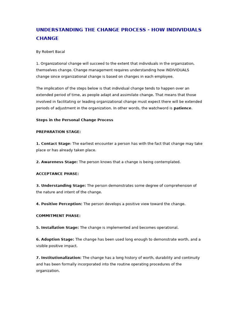 Understanding the Change Process | PDF