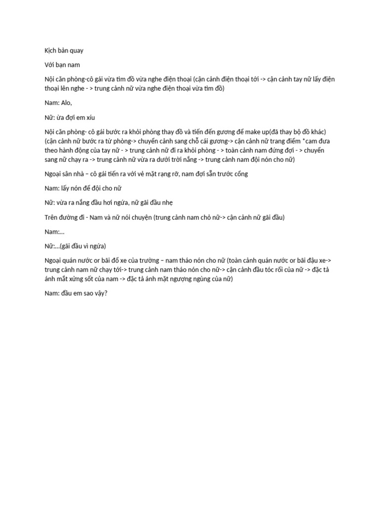 KỊCH BẢN QUAY | PDF