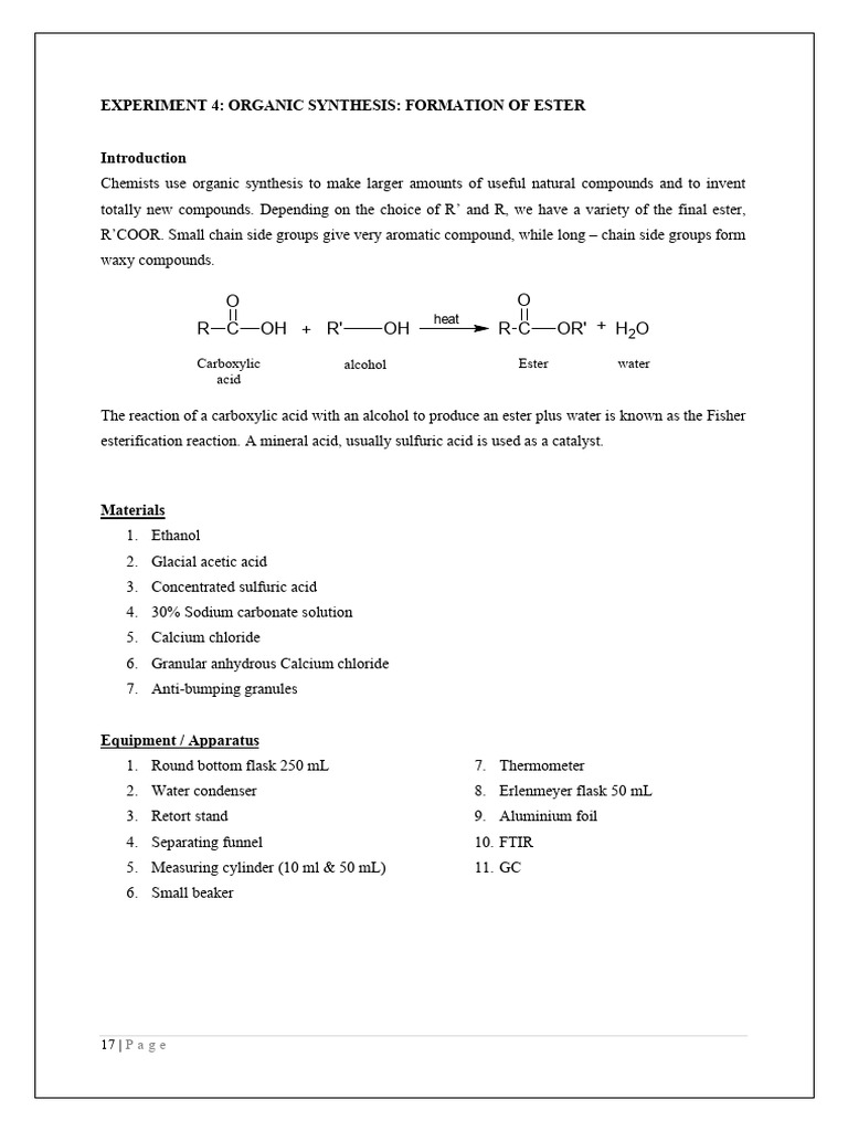 Lab Manual AOC Expriment4 | PDF | Ester | Distillation