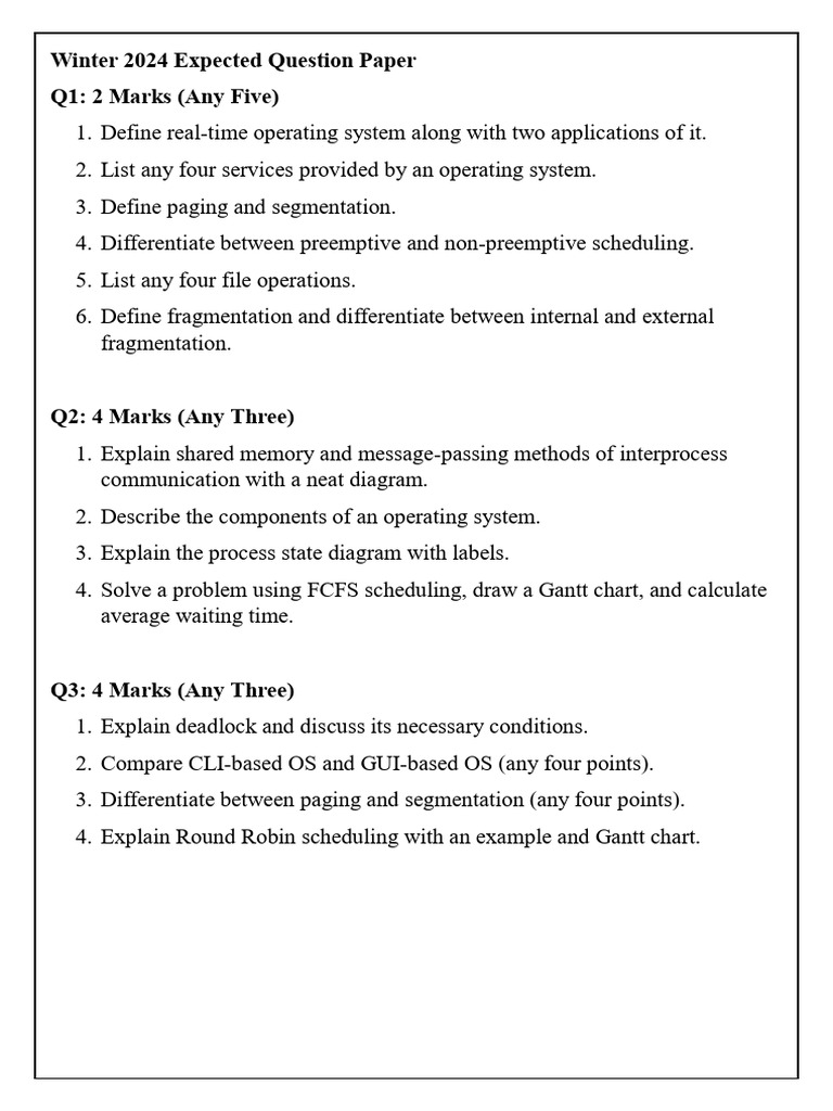 Winter 2024 Expected Question Paper | PDF