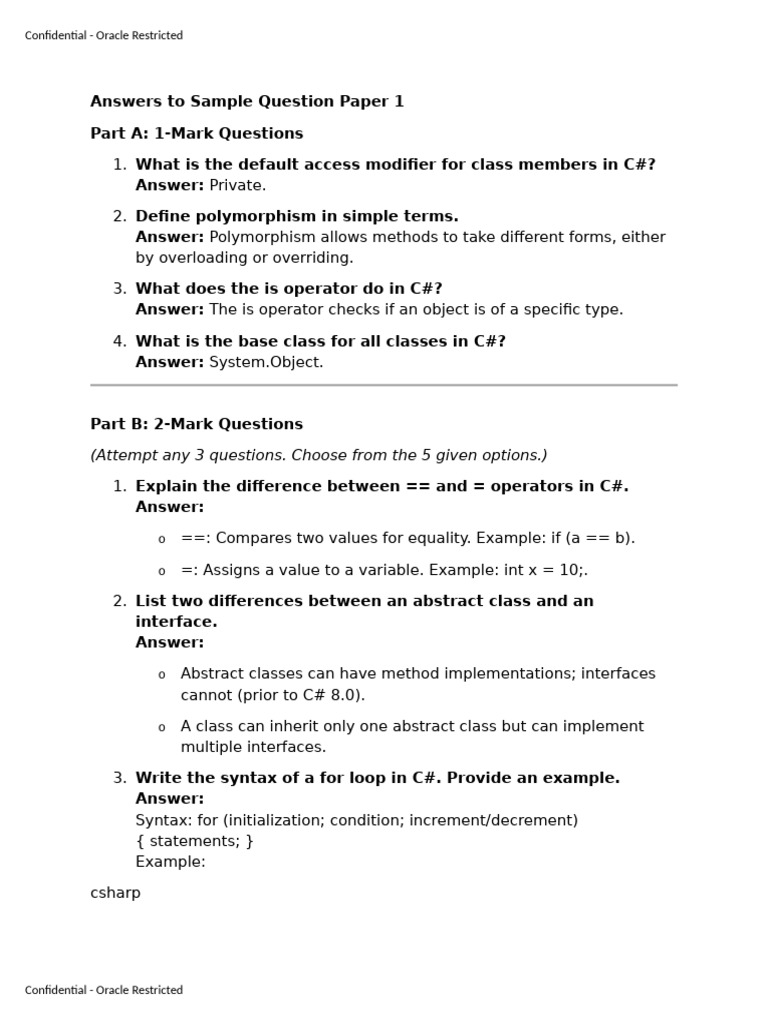Bca Iii Semester Qp Answers Pdf C Sharp Programming Language Method Computer Programming