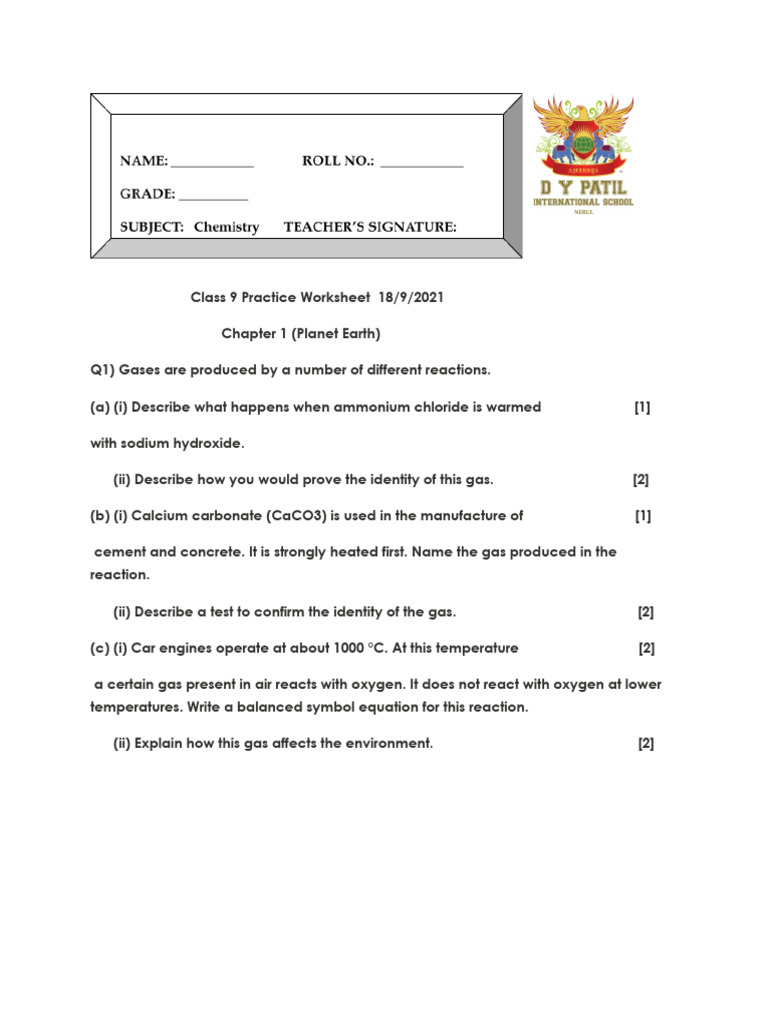 Class 9 Practice Worksheet 18-9-2021 | PDF