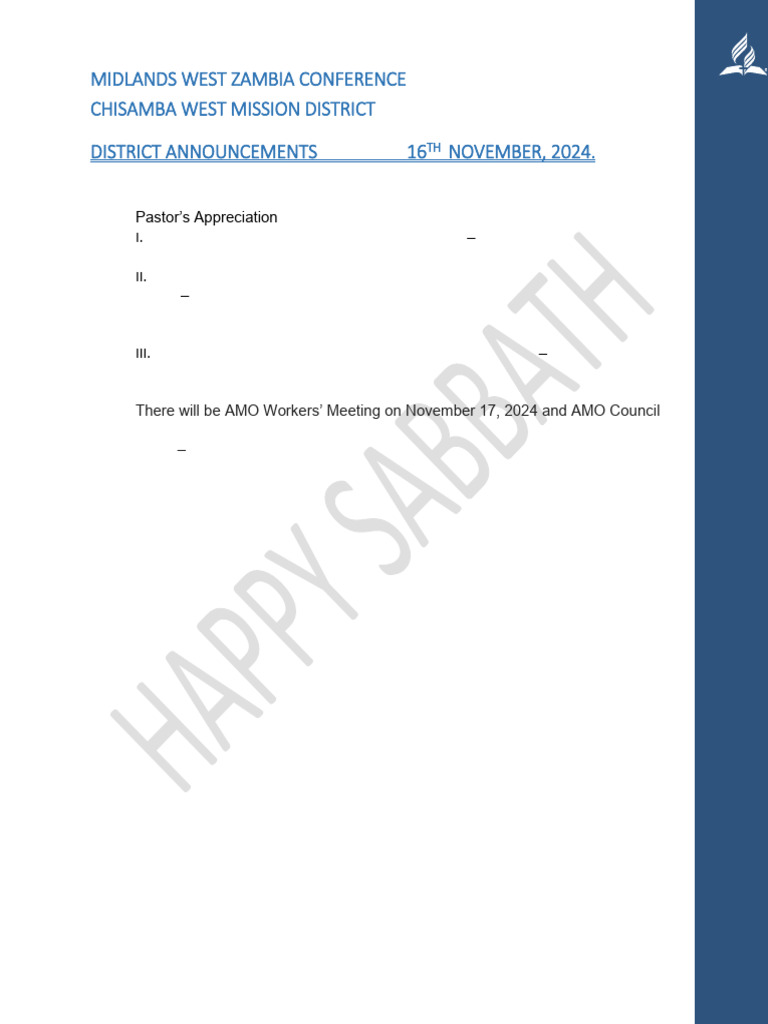 Announcements - 16 November 2024 | PDF