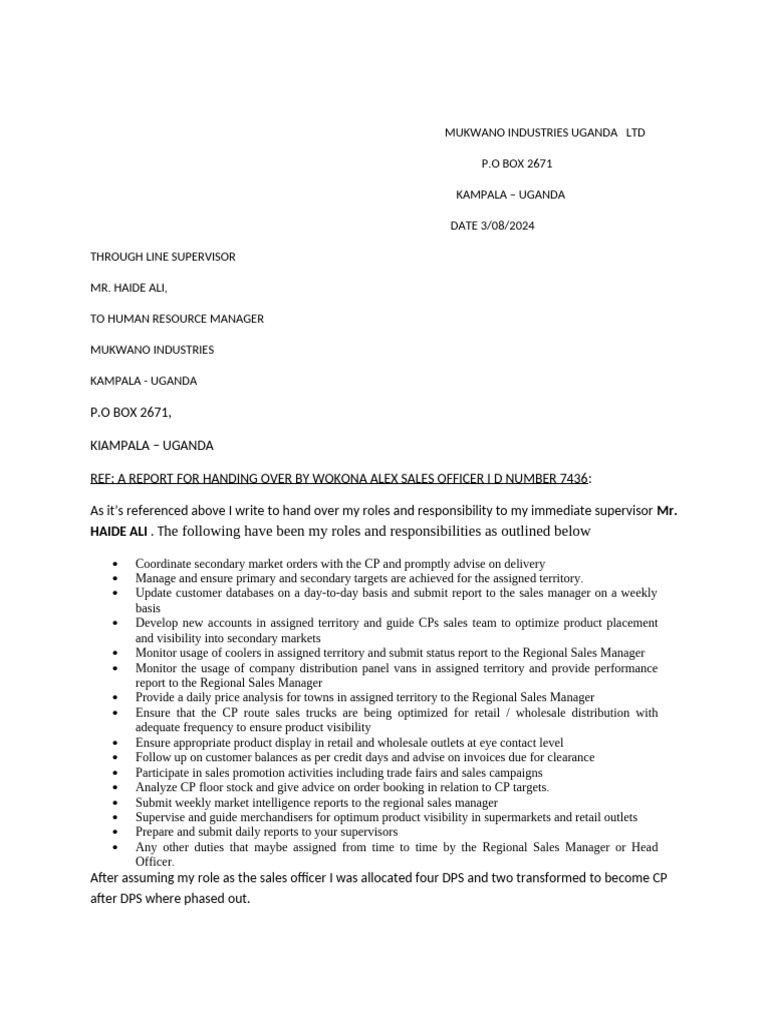 HAND OVER REPORT | PDF | Business | Economies