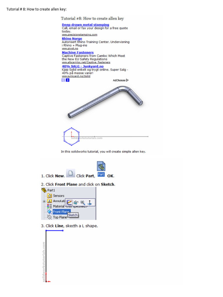 Tutorial 8 - How To Create Allen Key | PDF
