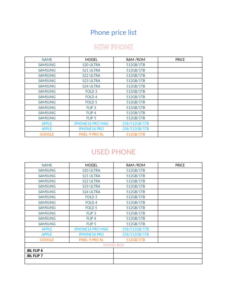 Phone Price List | PDF