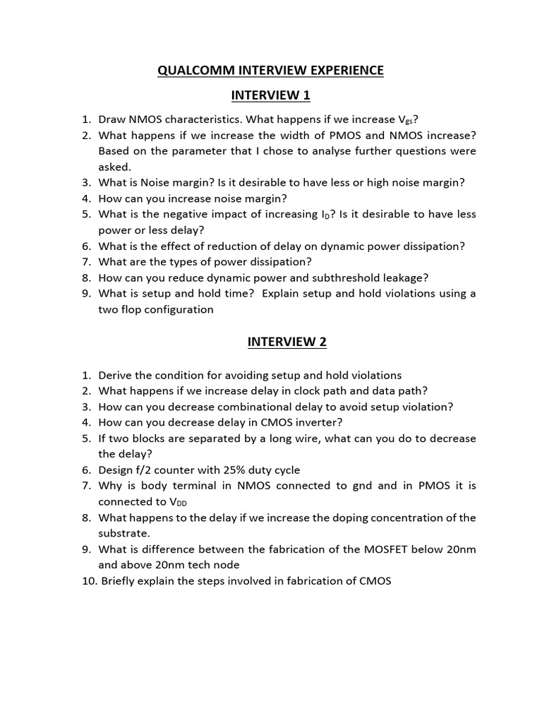 Qualcomm Interview Experience | PDF