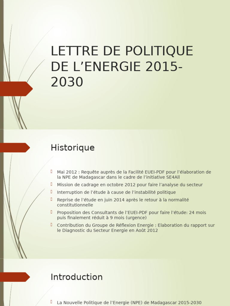Presentation NPE | PDF | Énergie renouvelable | Économie énergétique