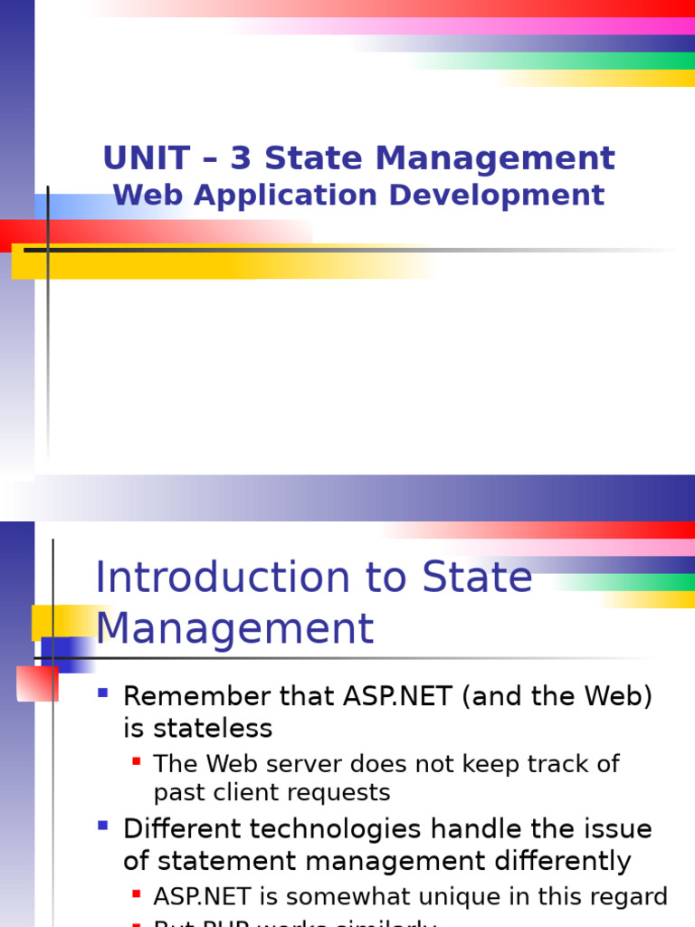 Unit - 3 State Management | PDF | Http Cookie | Web Server