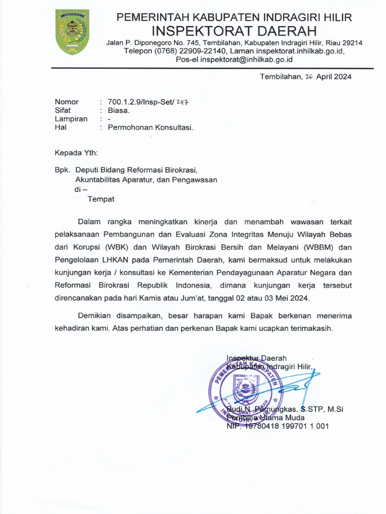 Permohonan Konsultasi - Kemenpan RB | PDF