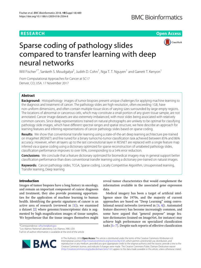 Sparse Coding of Pathology Slides Compared To Tran | PDF | Biopsy ...