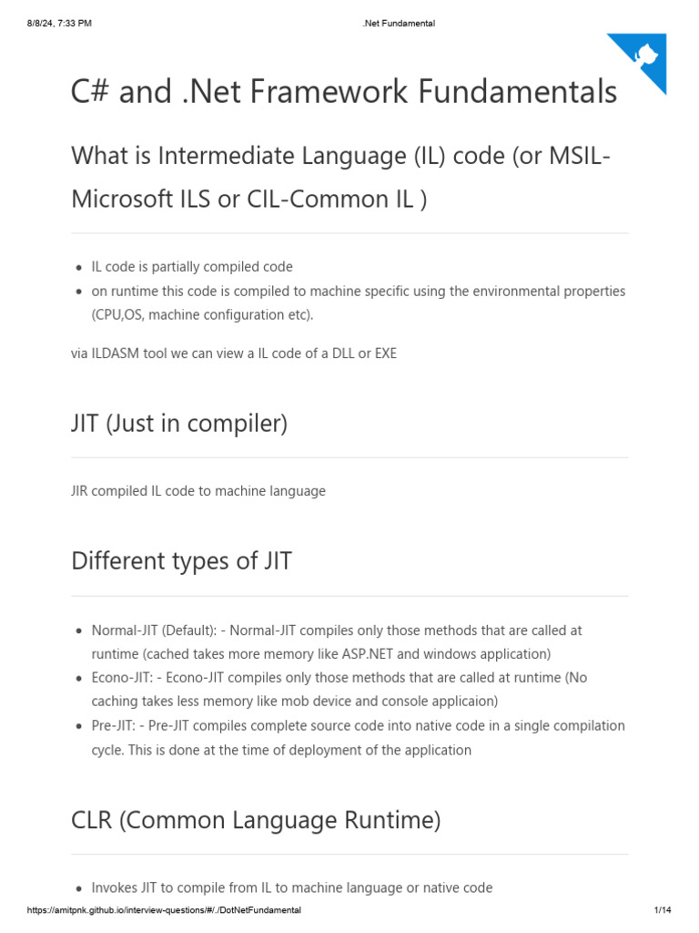 00 - Net Fundamental | PDF | C Sharp (Programming Language) | Software Development