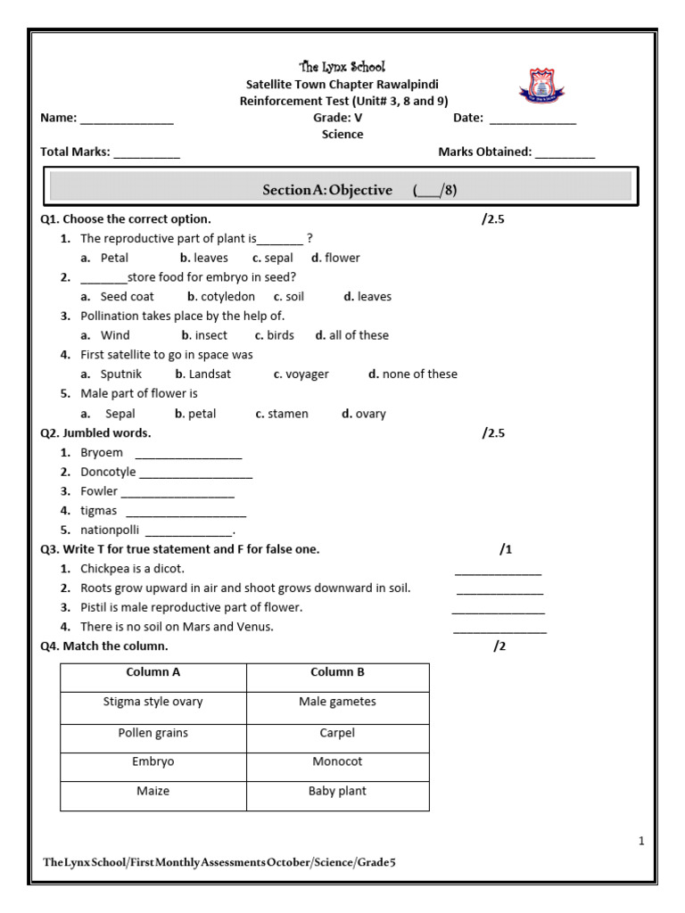 Grade 5 Science Unit 3and 2 | PDF | Flowers | Horticulture