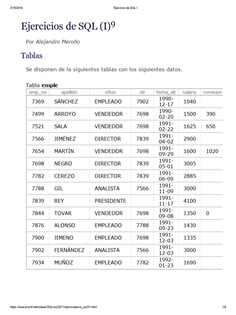 SQL - Ejercicio de SQL I Empleados C - SOLUC | PDF | SQL | Bases de datos
