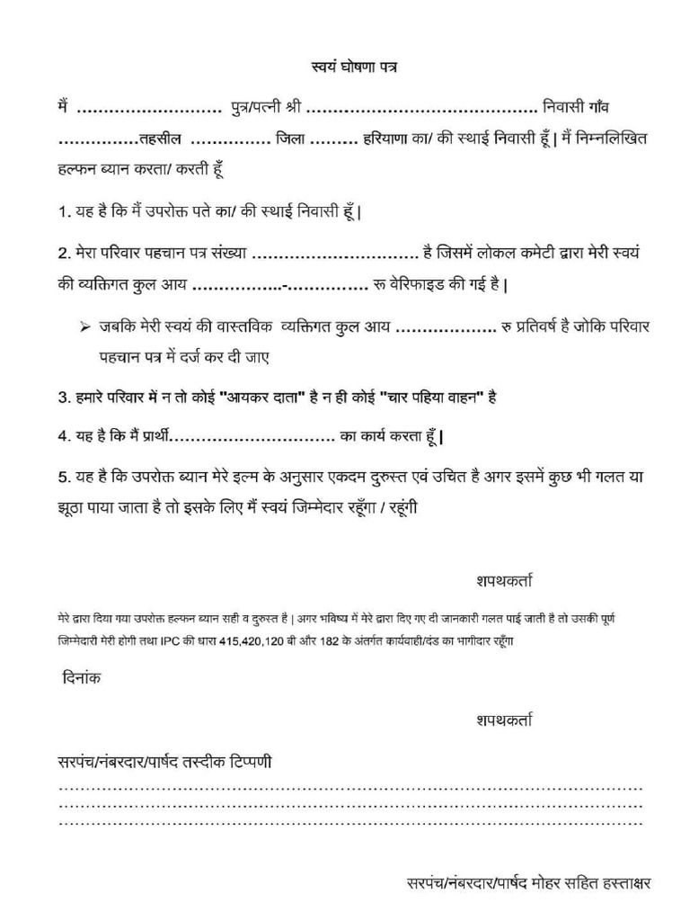 Income Affidavit Family Id | PDF