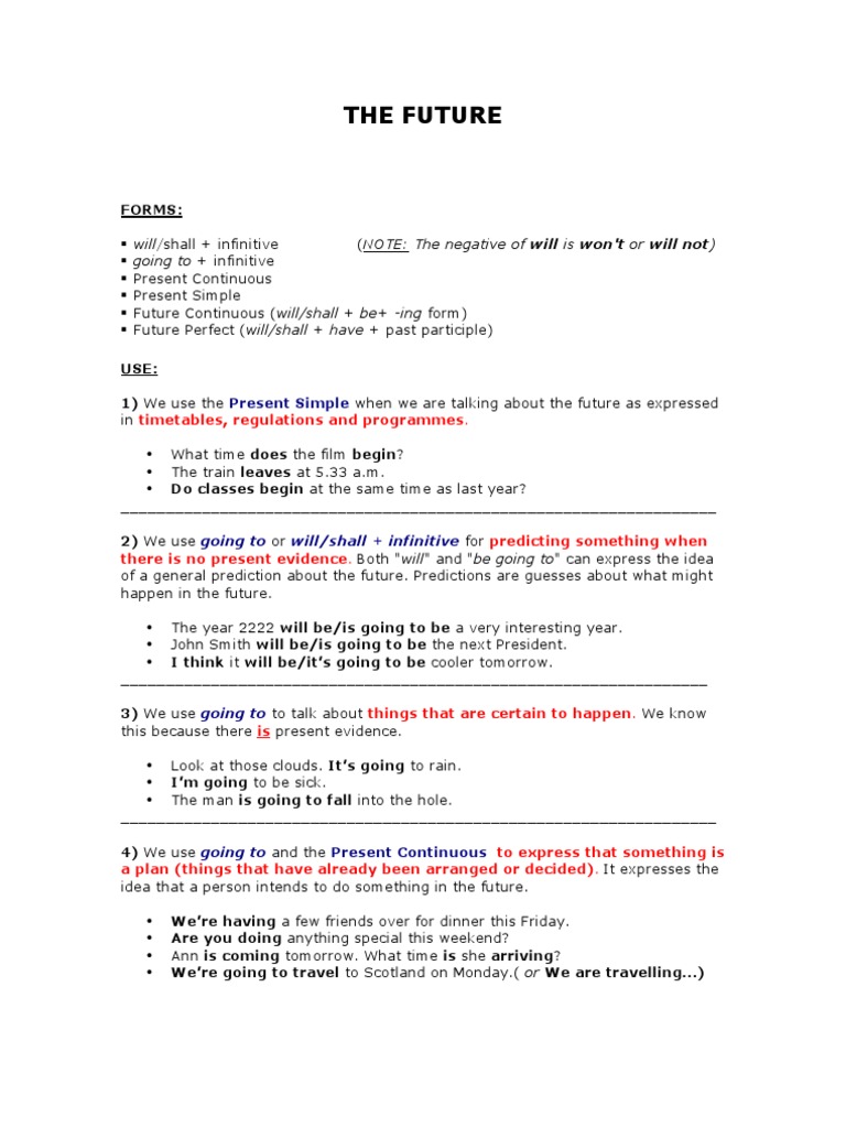 The Future | PDF | Grammar