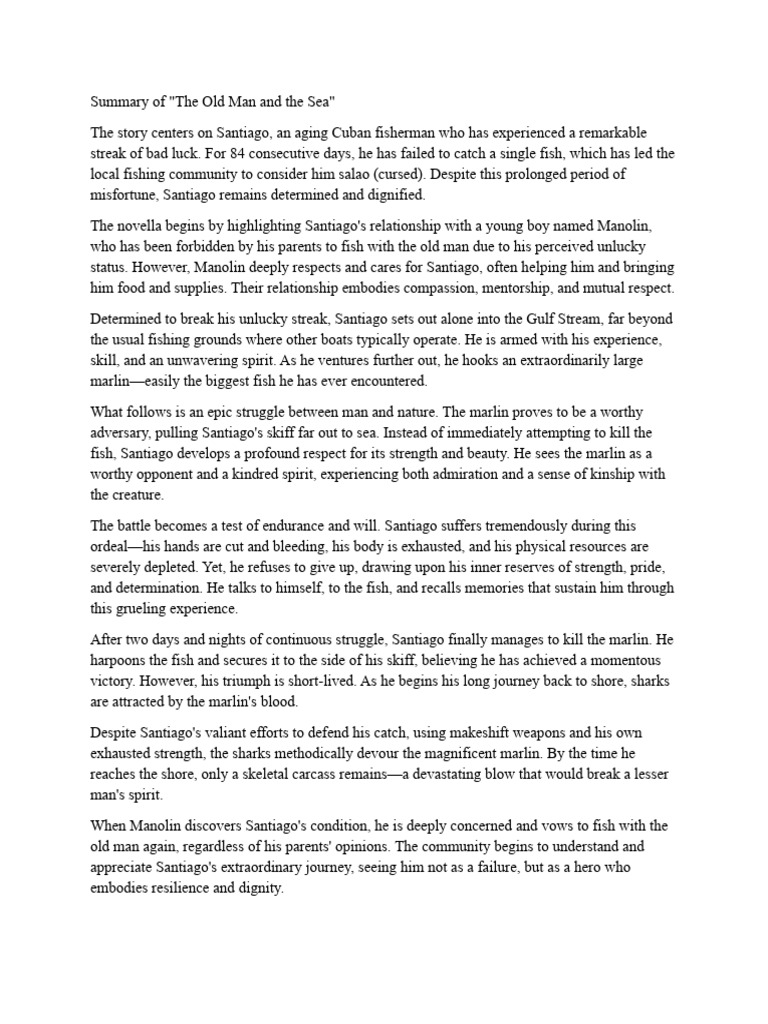Summary of The Old Man and the Sea | PDF