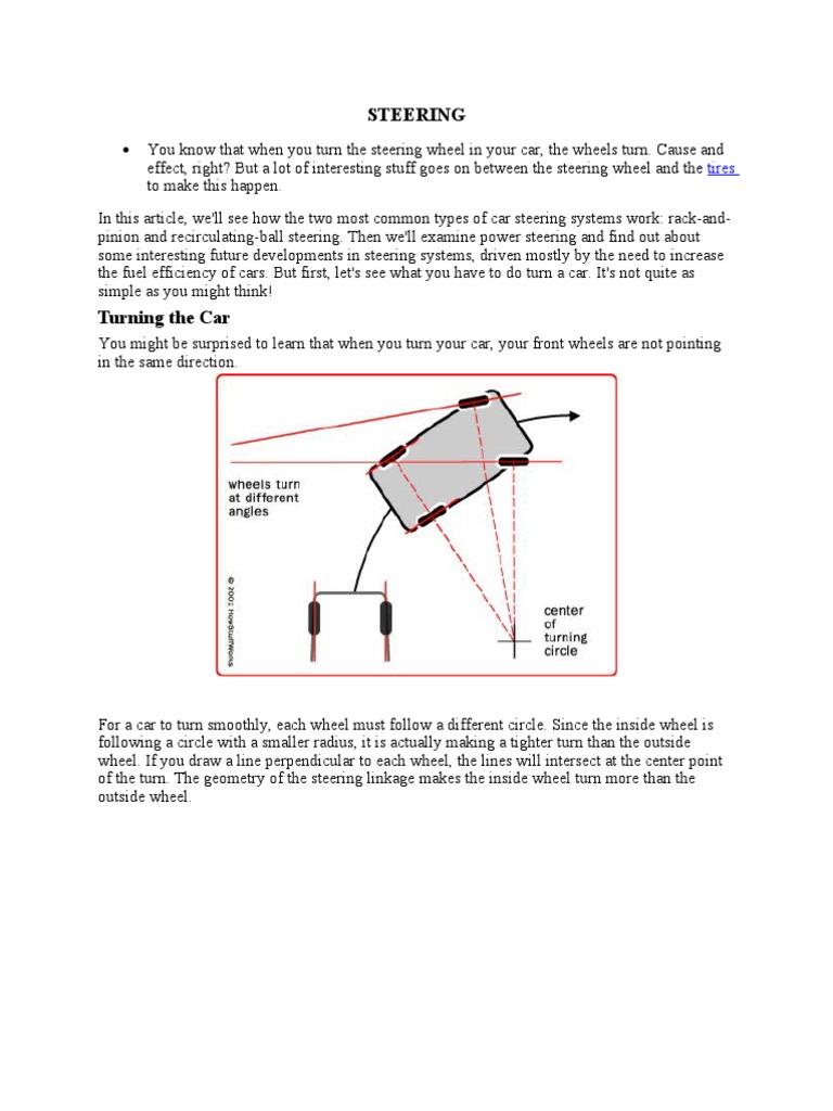 Car Steering Mechanisms Explained | PDF