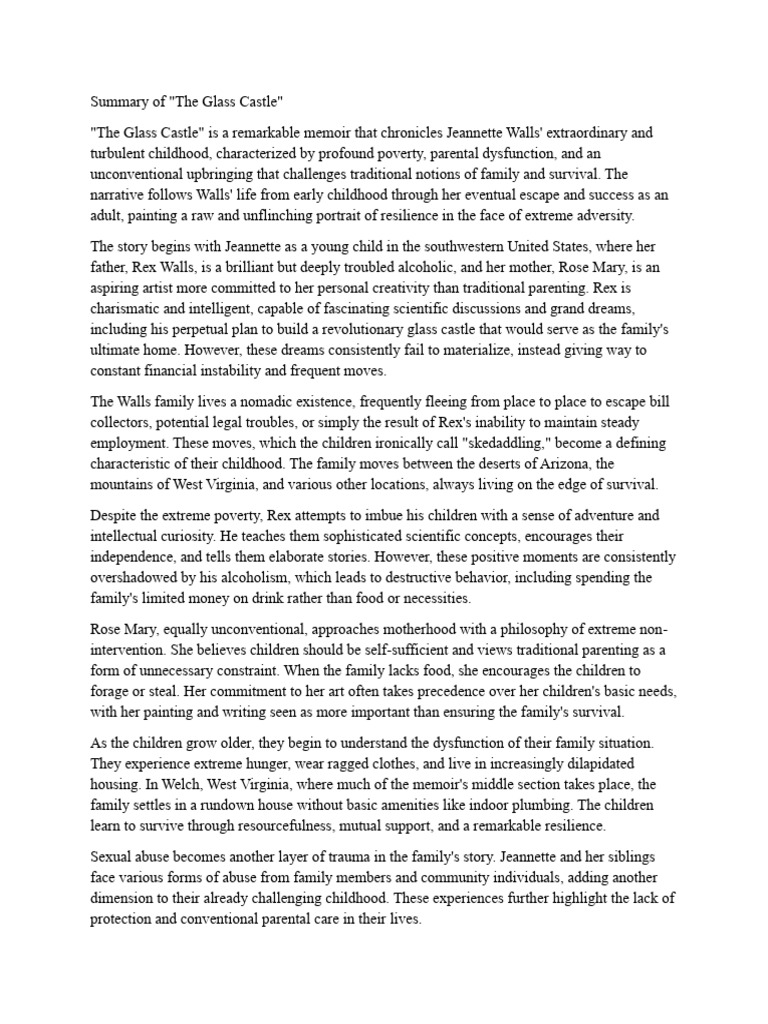 Summary of "The Glass Castle" Memoir | PDF