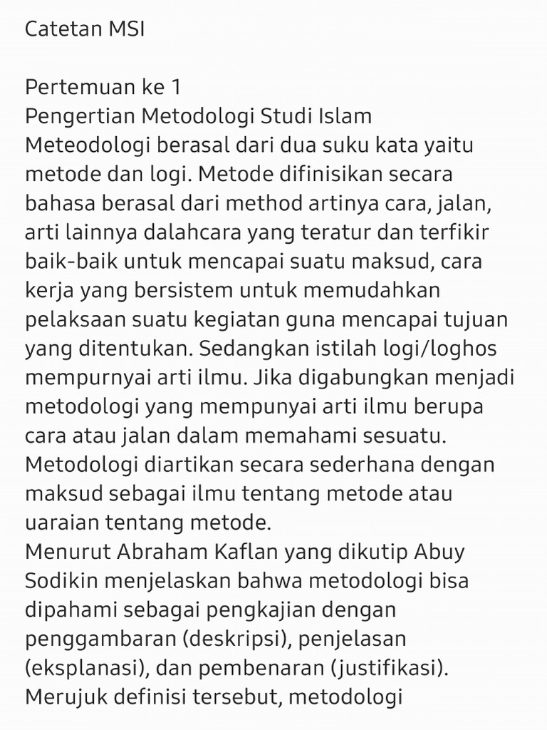 Catetan MSI Putri | PDF