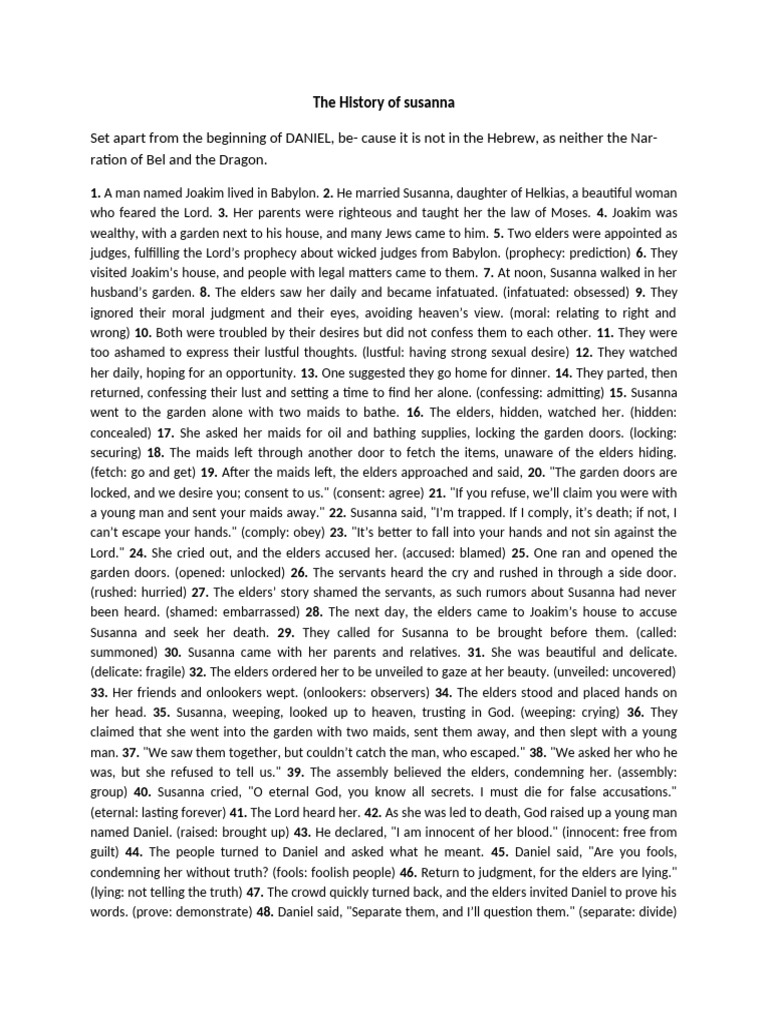 The History of Susanna Explained | PDF