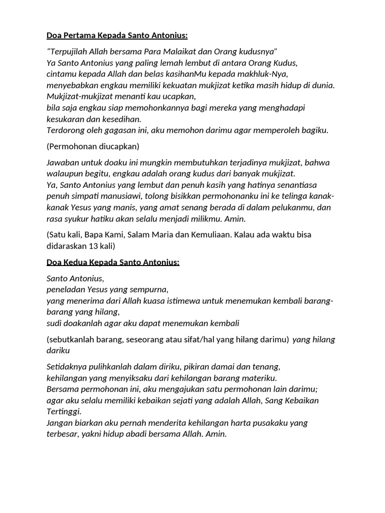 Doa Kepada Antonius | PDF