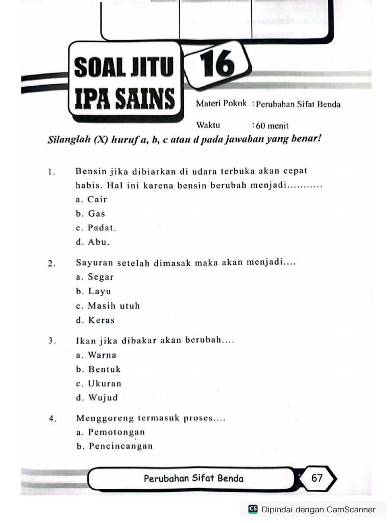soal ipa 16_ perubahan sifat benda | PDF