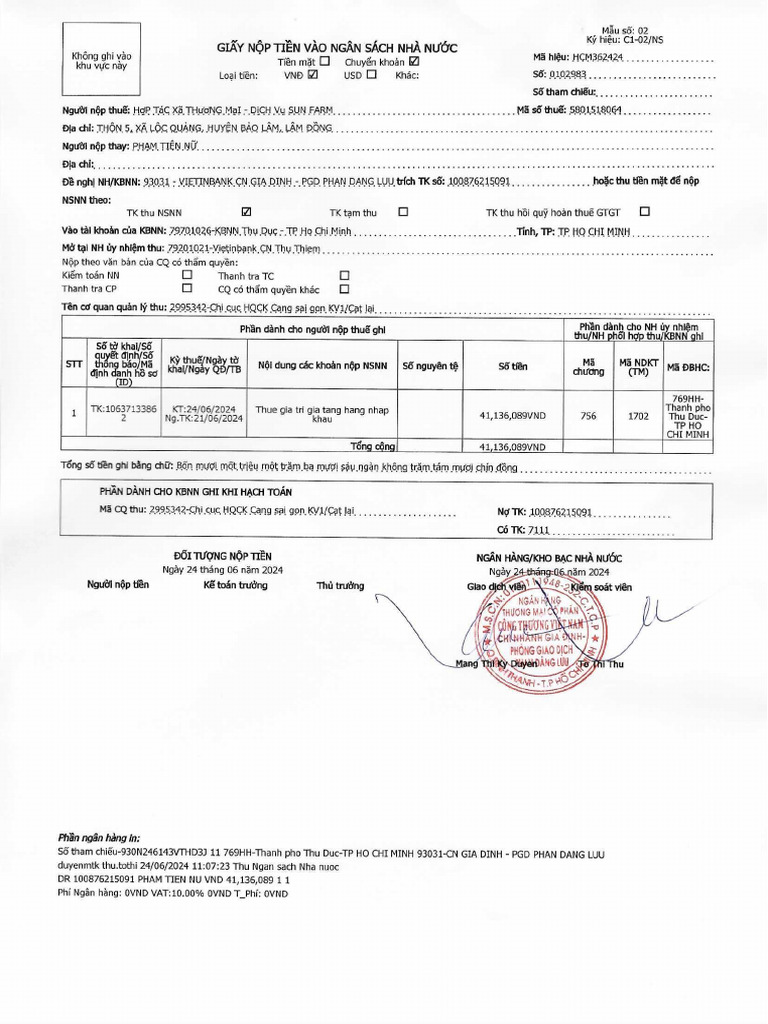 Giay Nop Thue Sun Farm | PDF