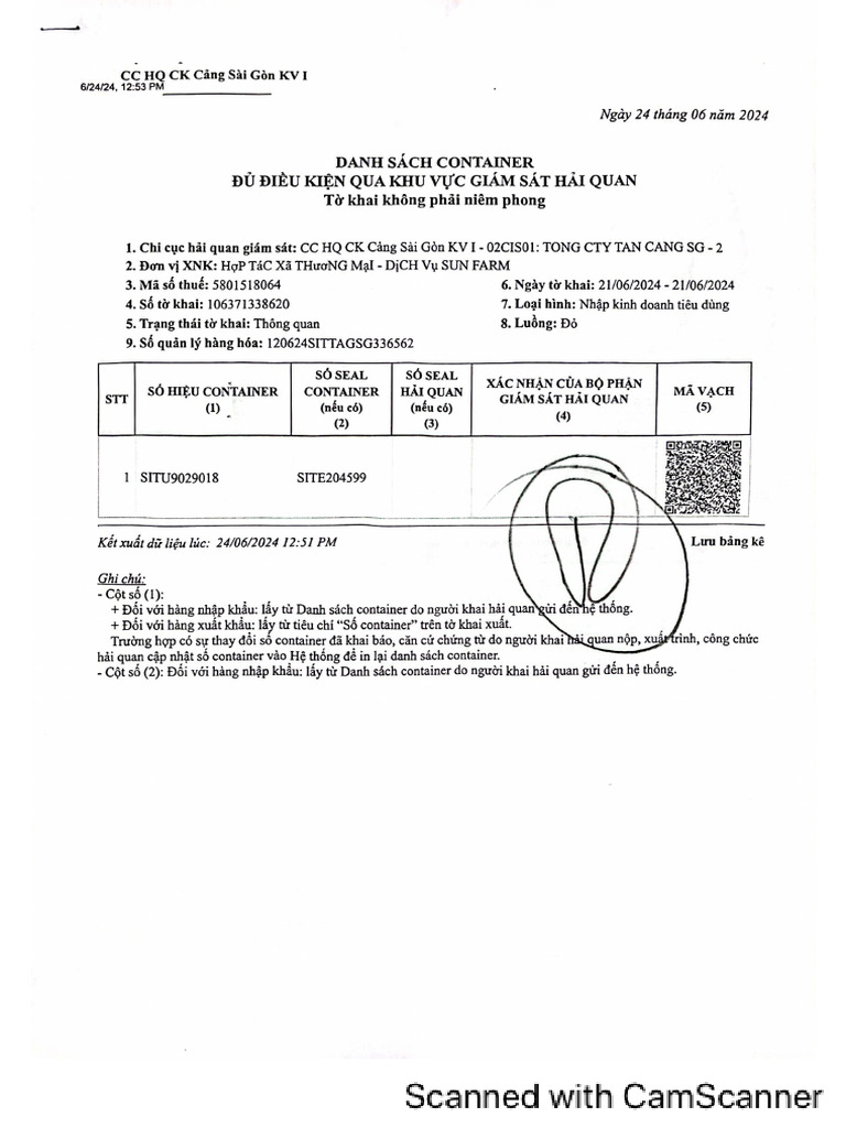 Ds Container Đ ĐK Qua KV GSHQ | PDF