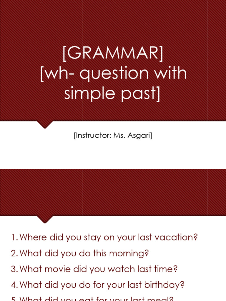 Grammar19. Simple Past Question | PDF | Linguistic Morphology | Linguistics