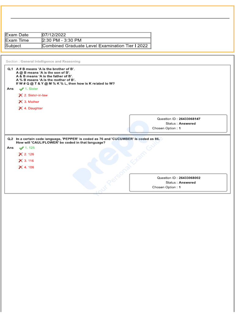 SSC CGL 2022 Tier 1 December 7, 2022 Shift 3 Question Paper | PDF